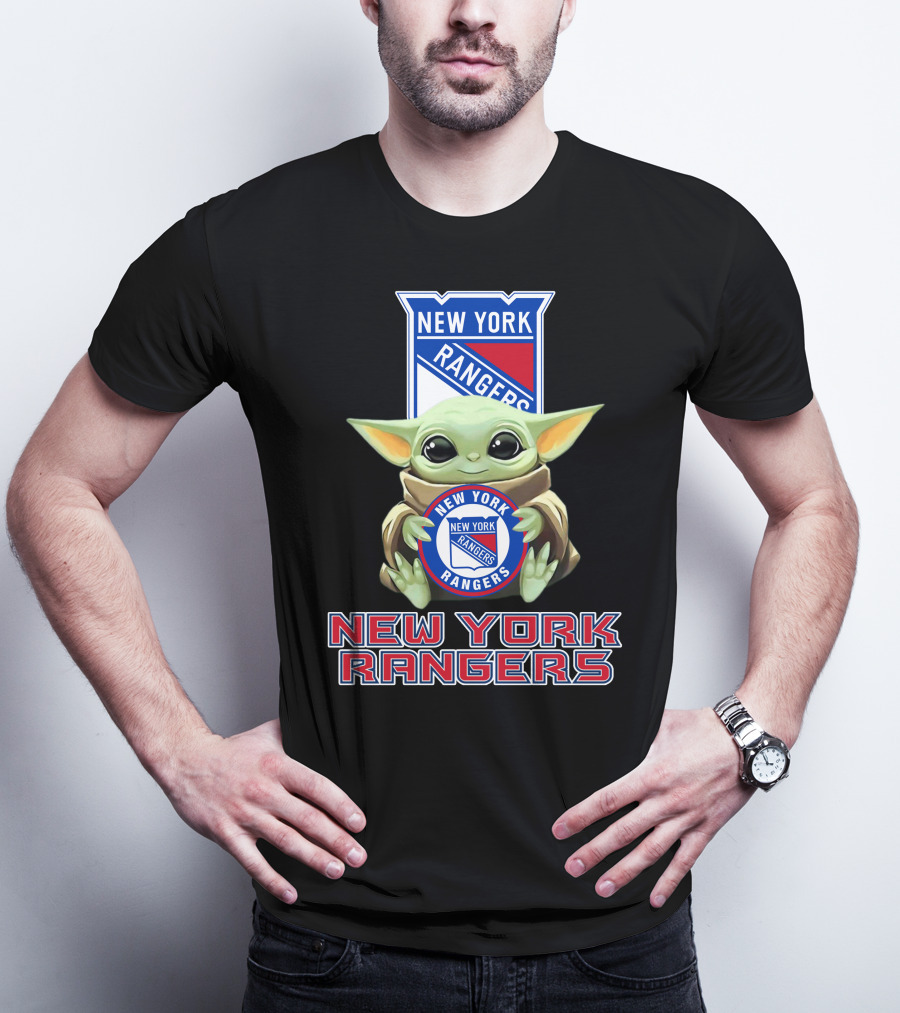 New York Rangers Baby Yoda Holding Team T-Shirt