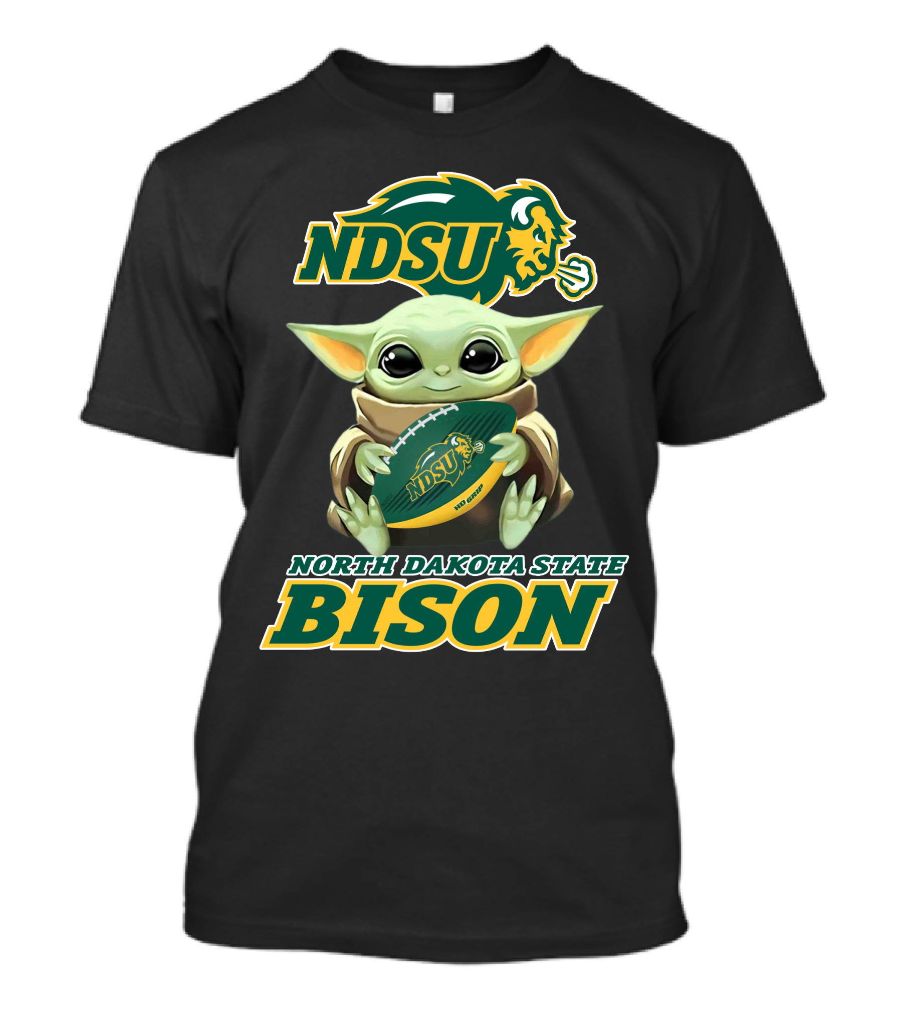 Ndsu North Dakota State Bison Baby Yoda Football T-Shirt