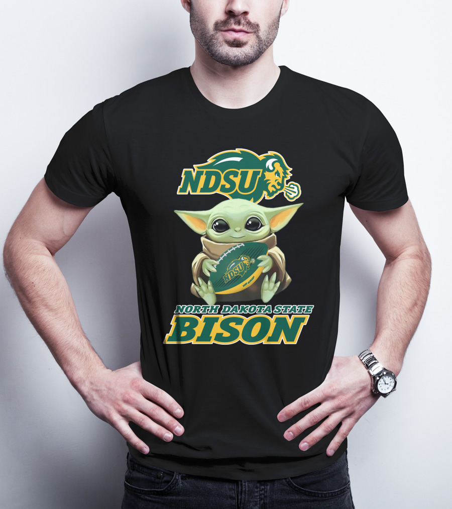 Ndsu North Dakota State Bison Baby Yoda Football T-Shirt