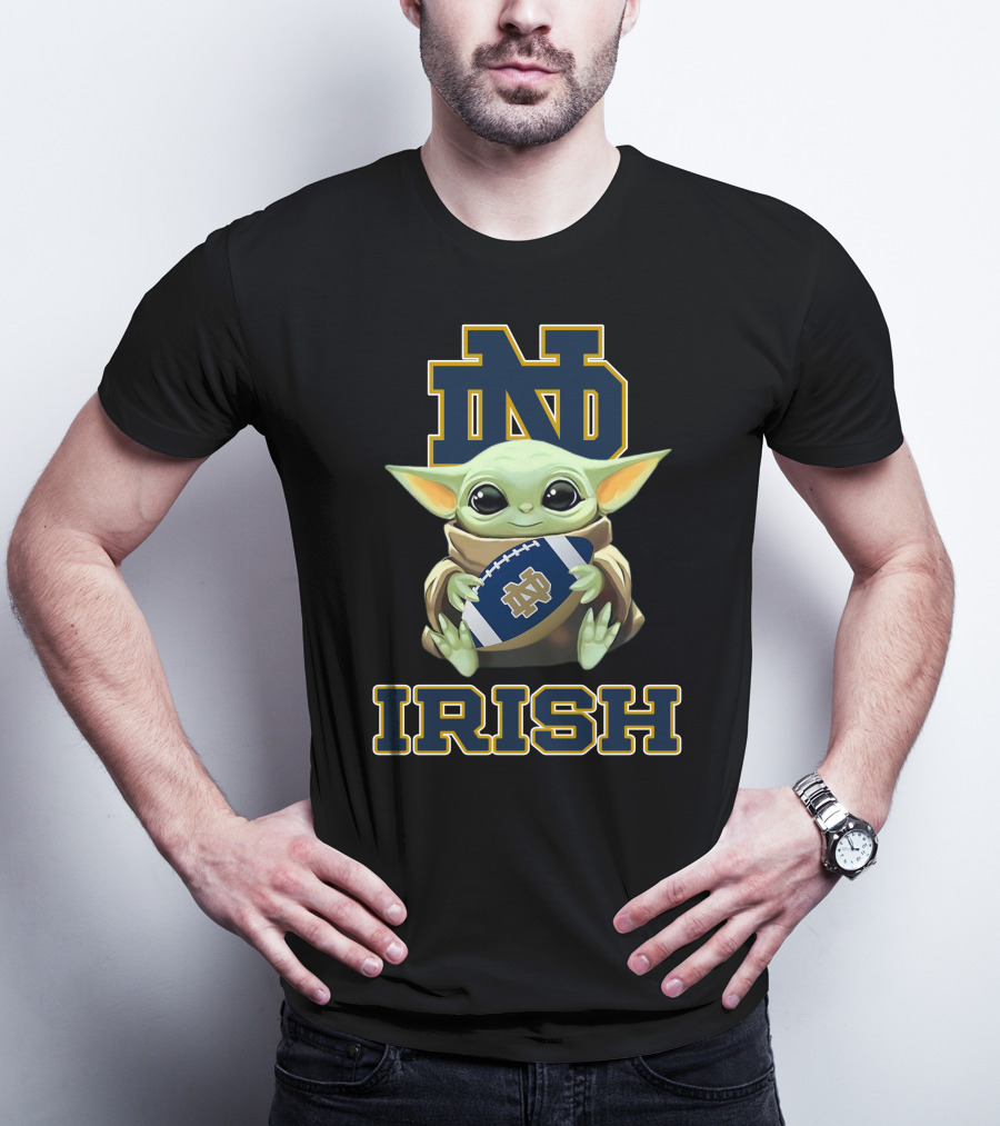 Notre Dame Fighting Irish Nd Baby Yoda Football Irish T-Shirt