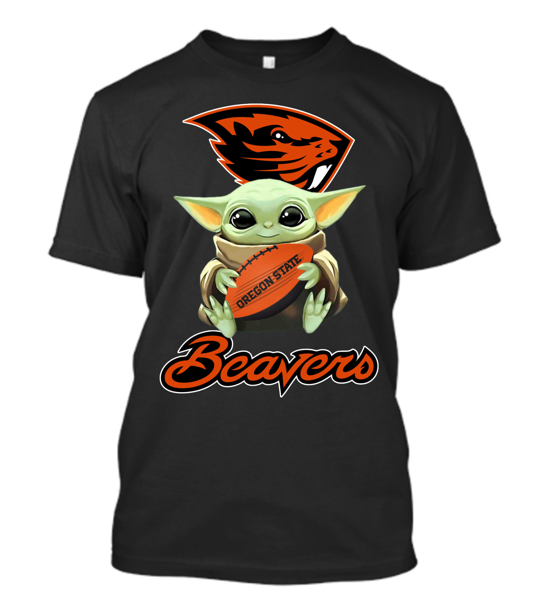 Oregon State Beavers Baby Yoda Holding Football T-Shirt