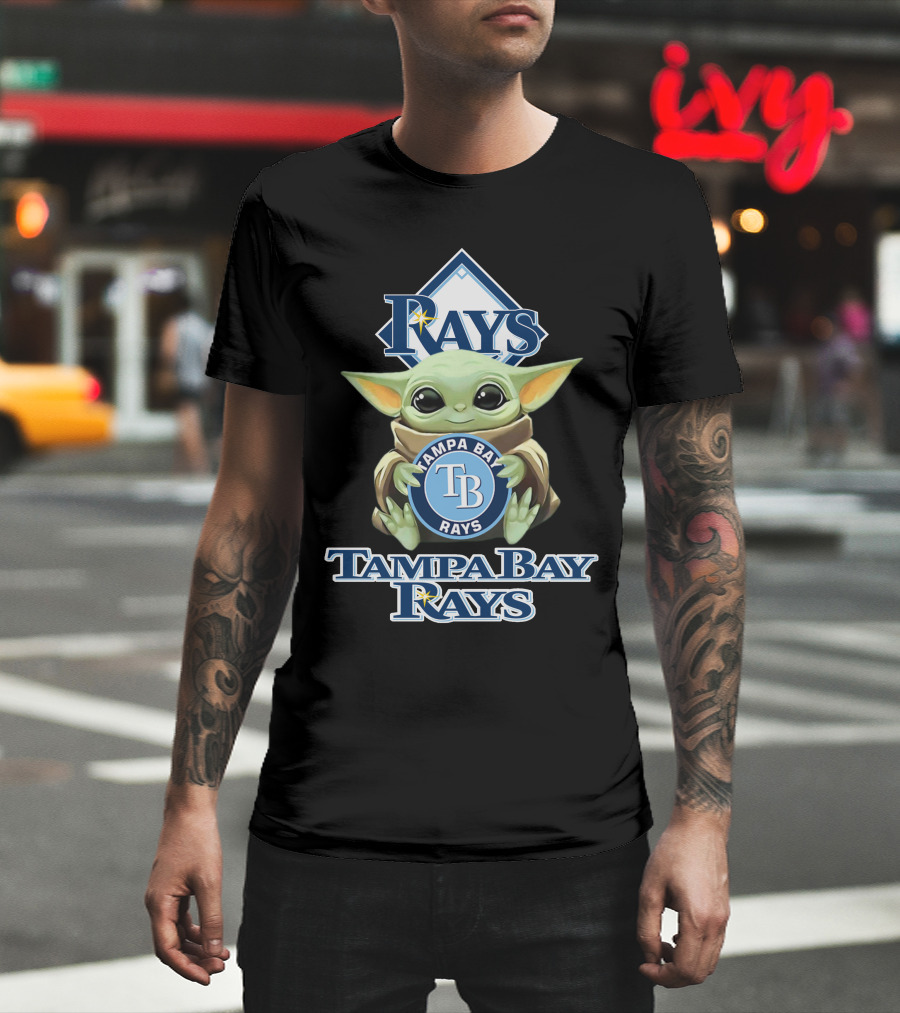 Tampa Bay Rays Baby Yoda Star Wars Mlb Collaboration T-Shirt