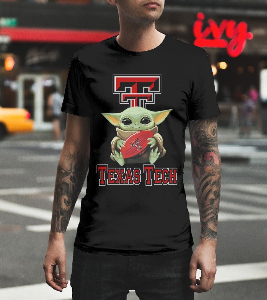 Texas Tech Red Raiders Baby Yoda Football T-Shirt
