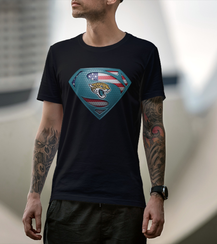 Jacksonville Jaguars Superman Shield With American Flag Colors T-Shirt