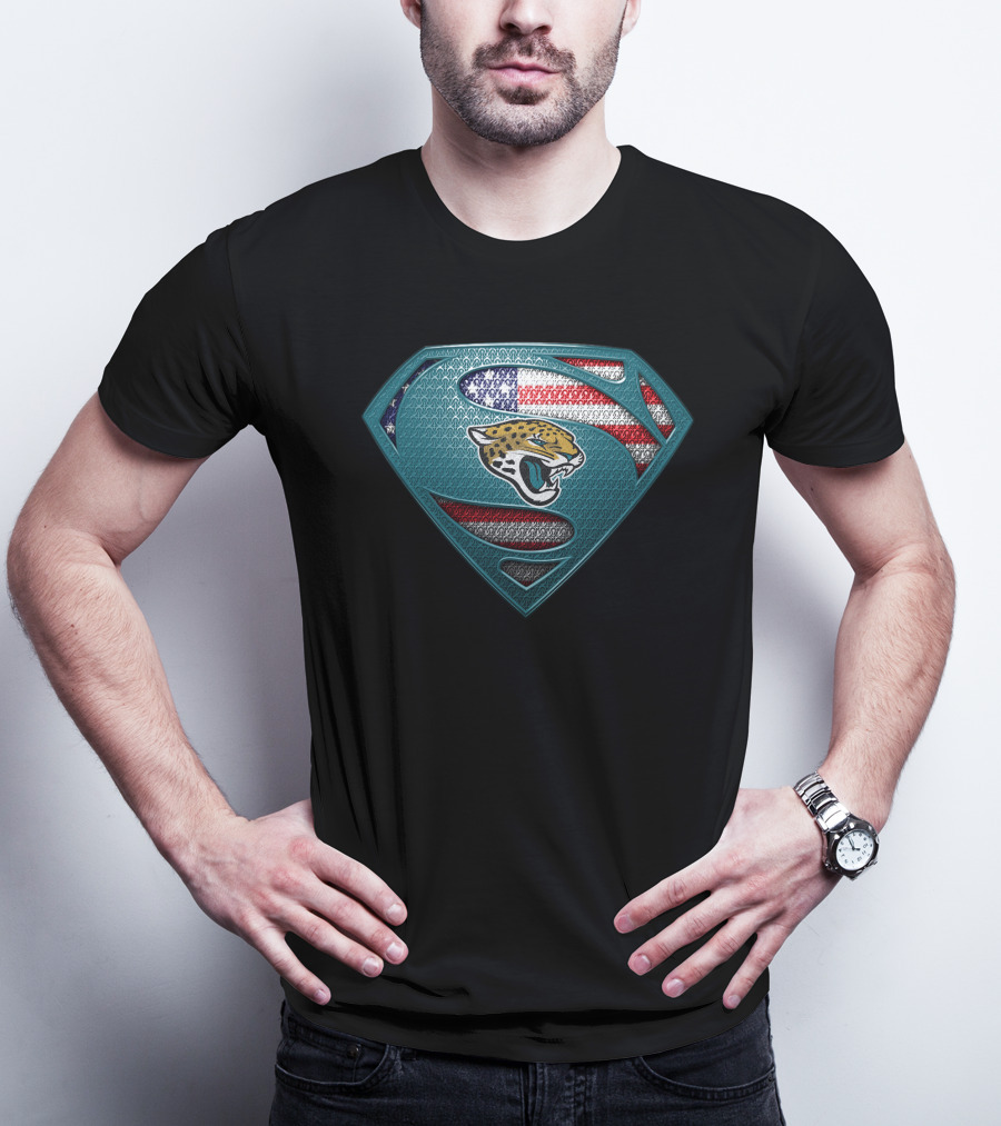 Jacksonville Jaguars Superman Shield With American Flag Colors T-Shirt
