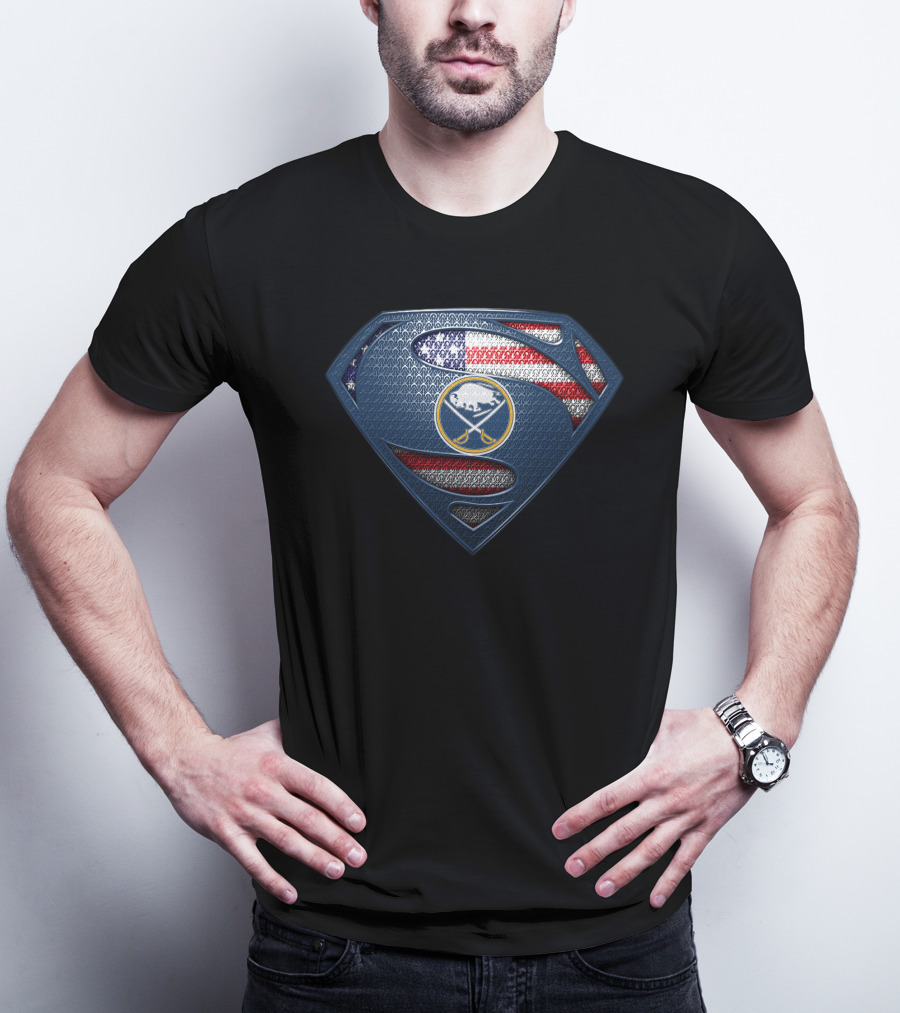 Buffalo Sabres Superman Logo American Flag Style T-Shirt
