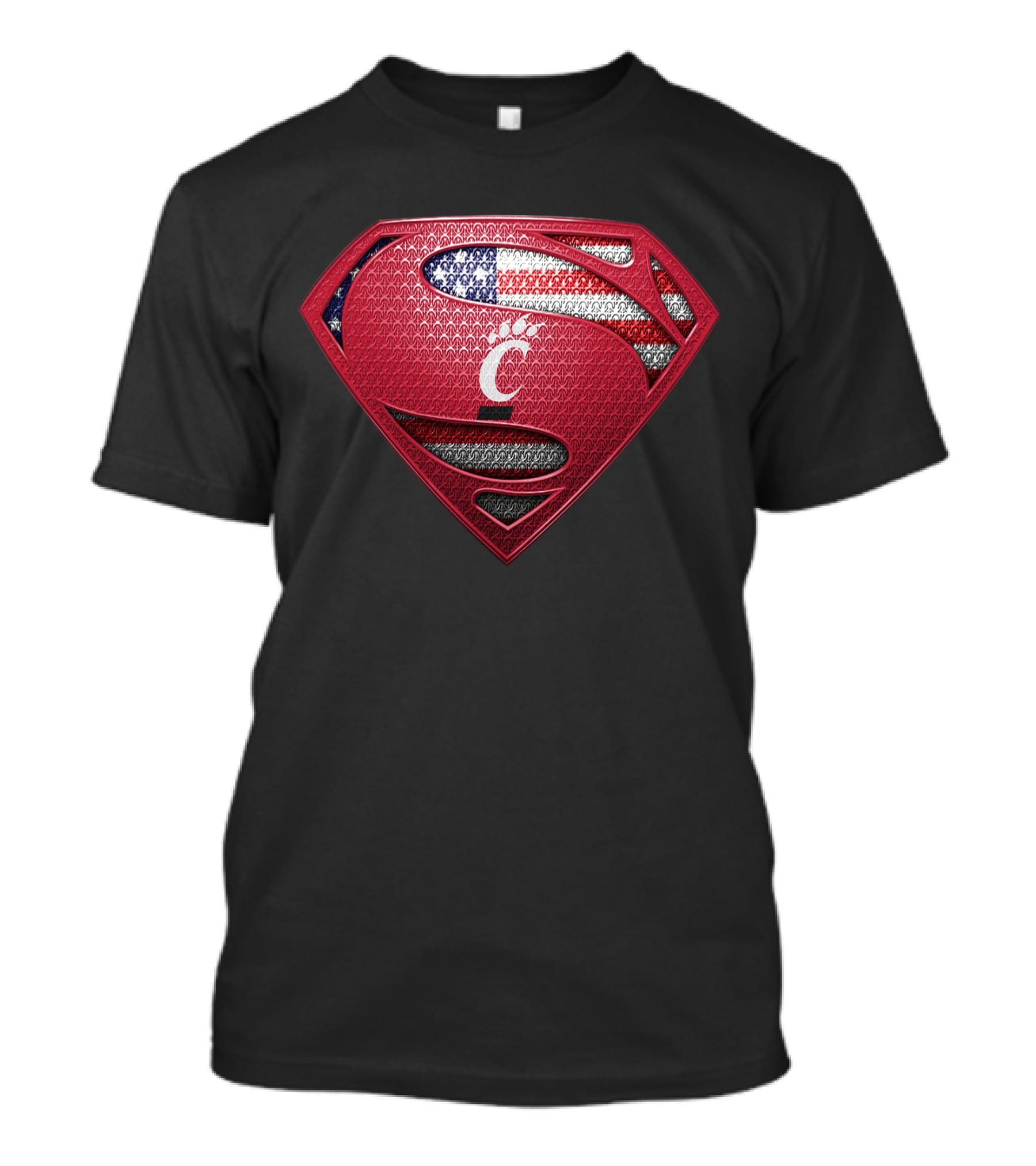 Superman Cincinnati Bearcats American Flag Shield T-Shirt