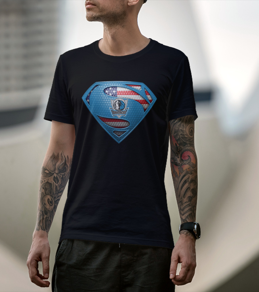 Dallas Mavericks American Flag Superman T-Shirt