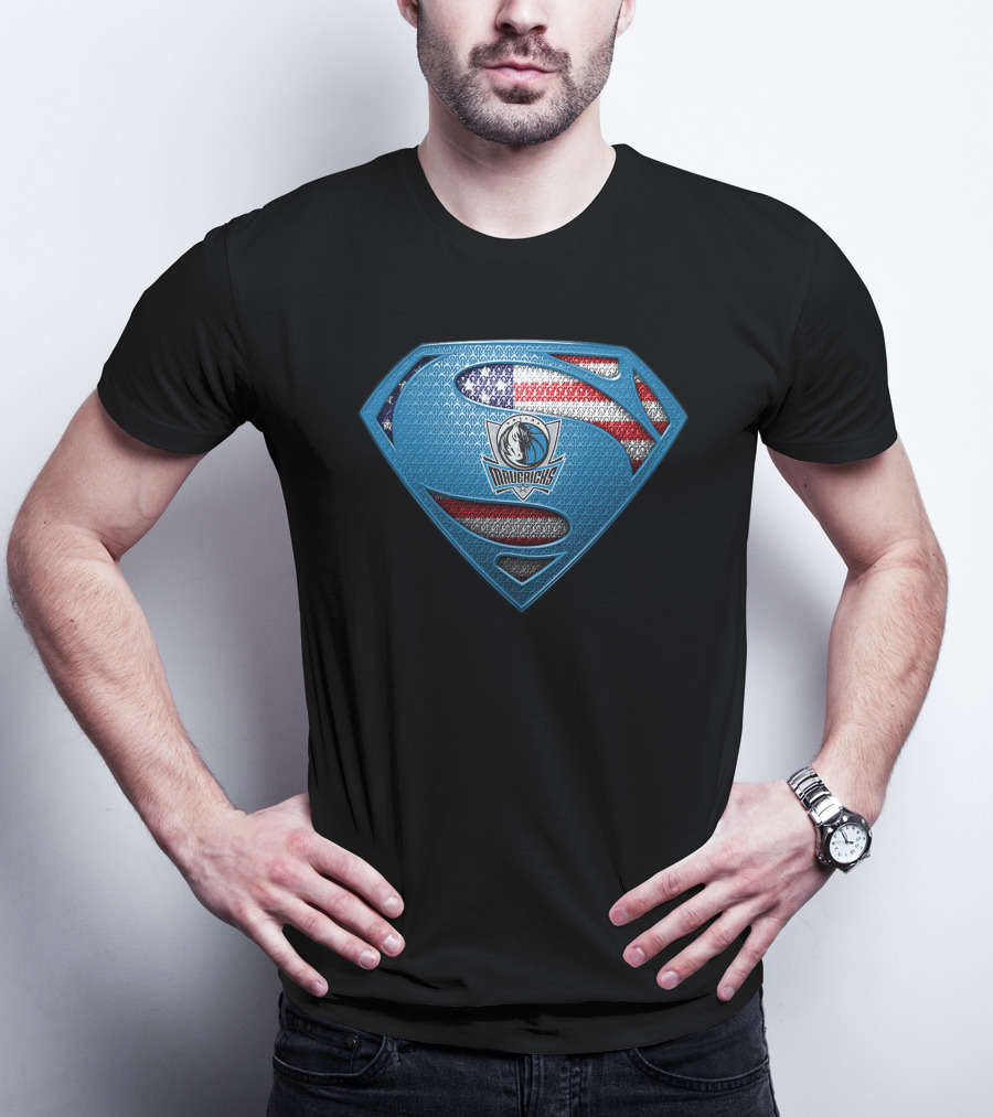 Dallas Mavericks American Flag Superman T-Shirt