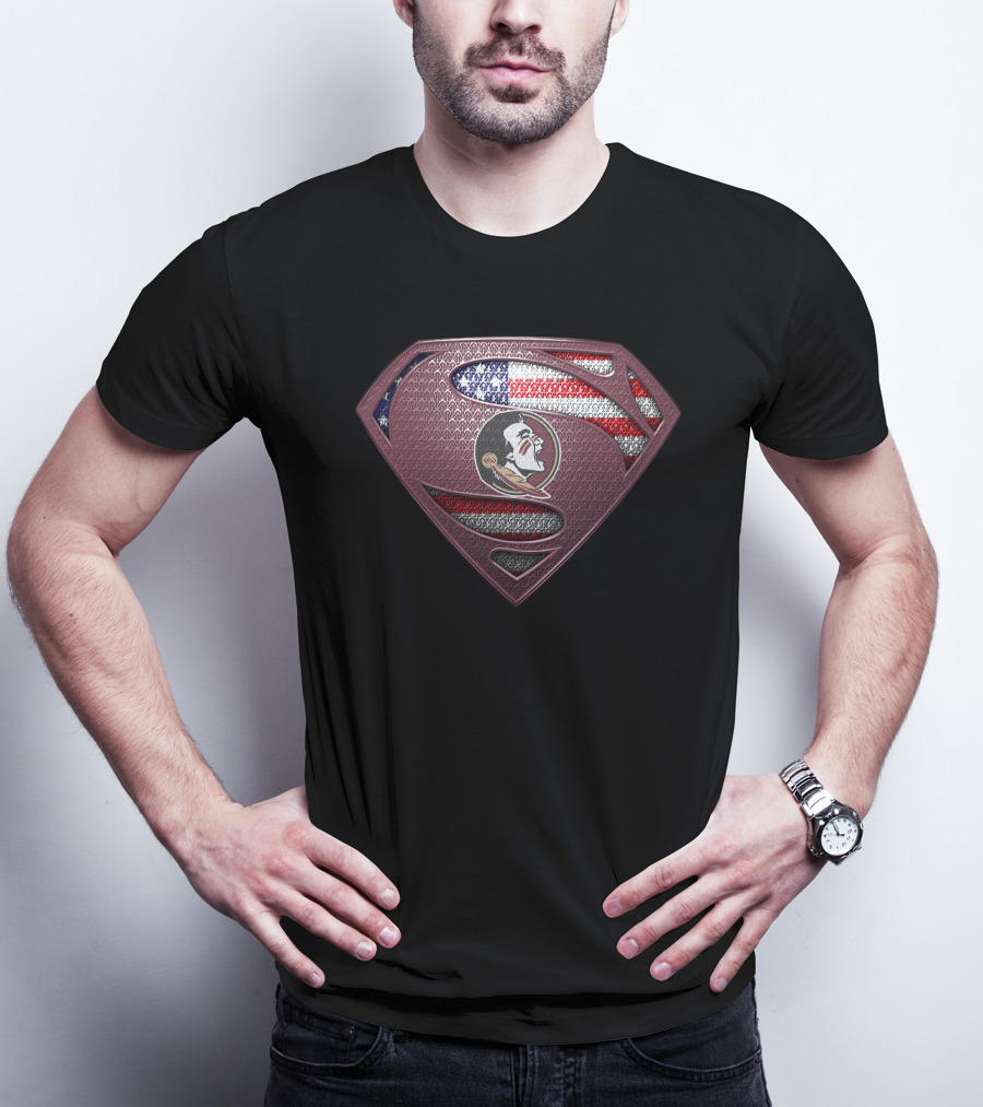 Florida State Seminoles Superman Logo American Flag T-Shirt