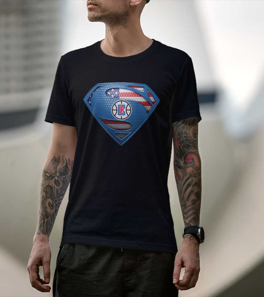 La Clippers Superman Shield American Flag T-Shirt