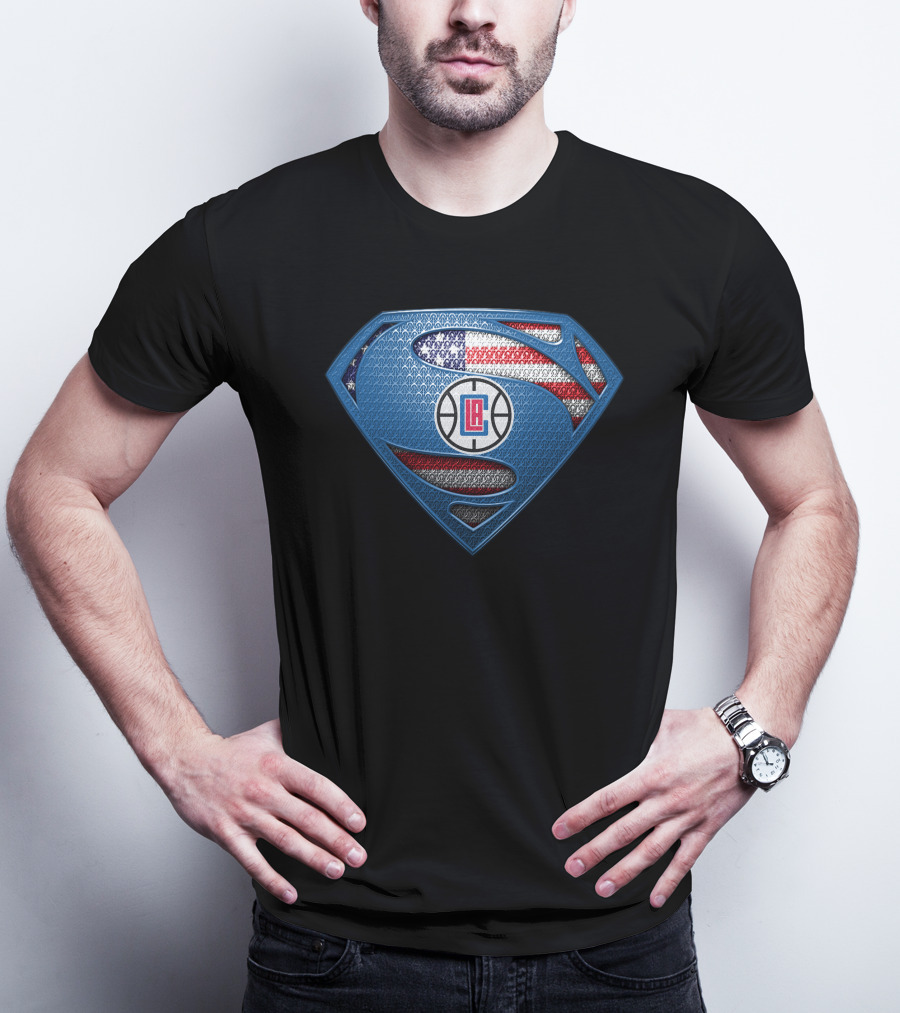 La Clippers Superman Shield American Flag T-Shirt