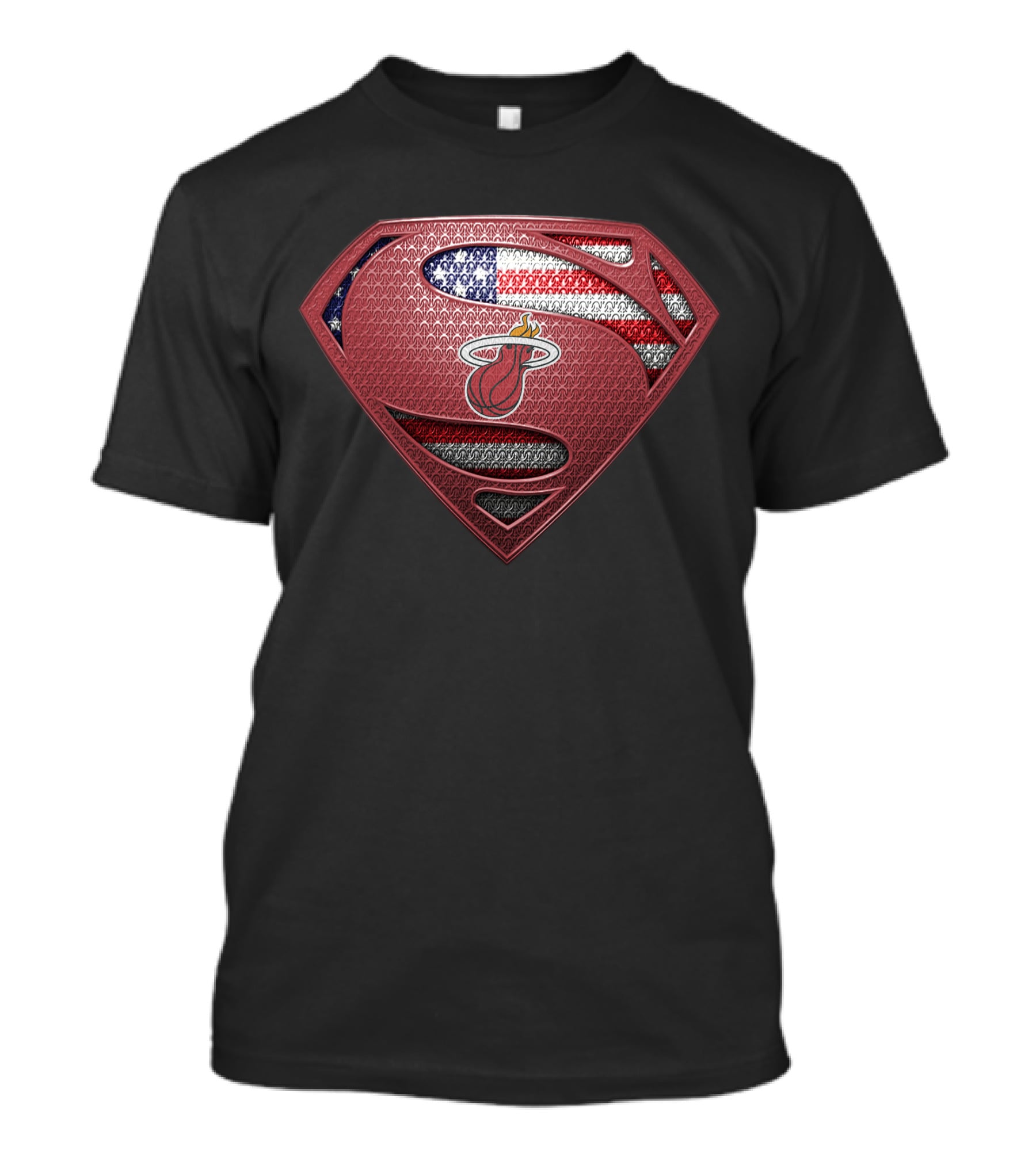 Superman Shield Miami Heat American Flag Fusion T-Shirt