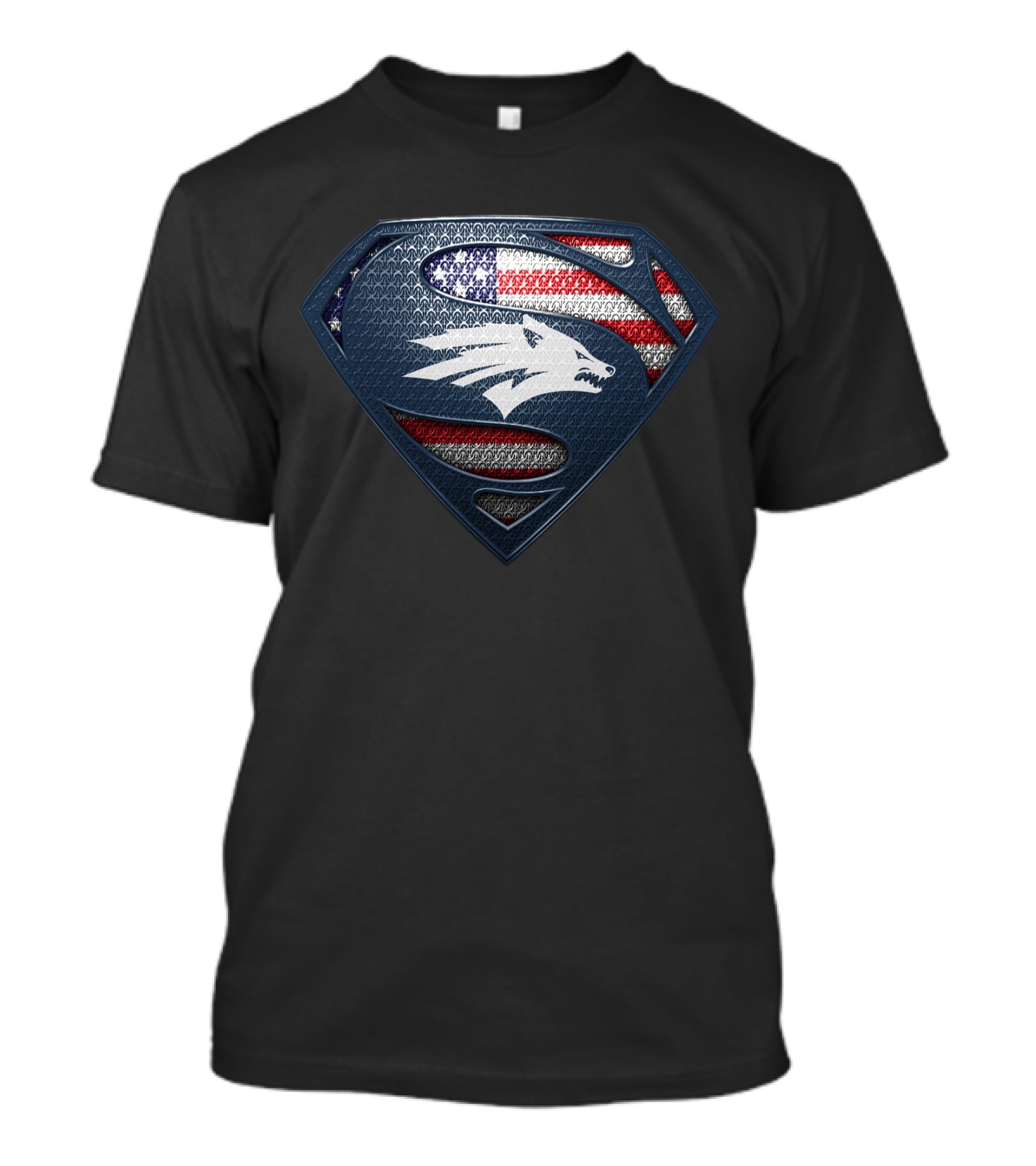 Nevada Wolf Pack Superman Emblem With American Flag T-Shirt