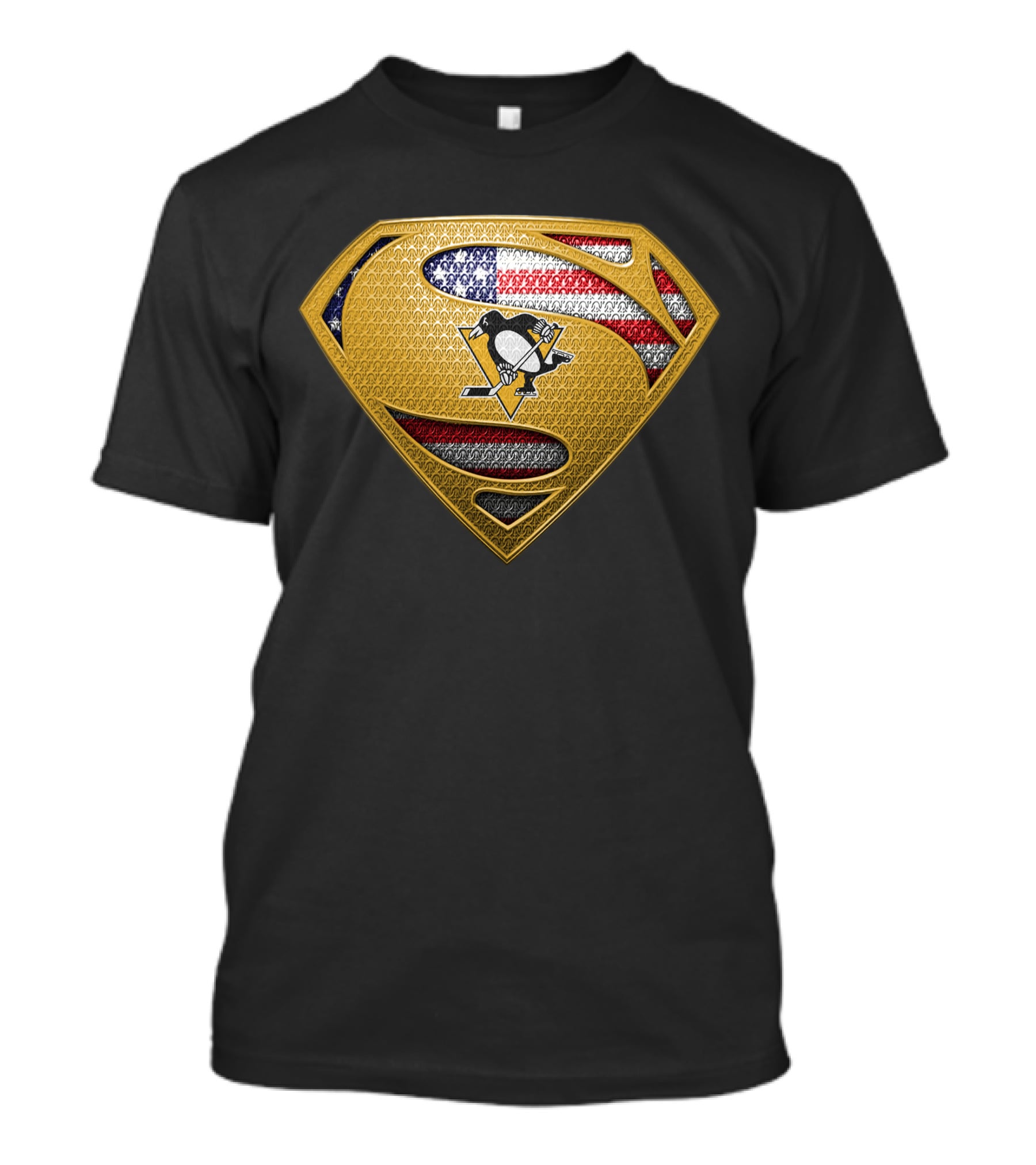 Pittsburgh Penguins Superman American Flag T-Shirt