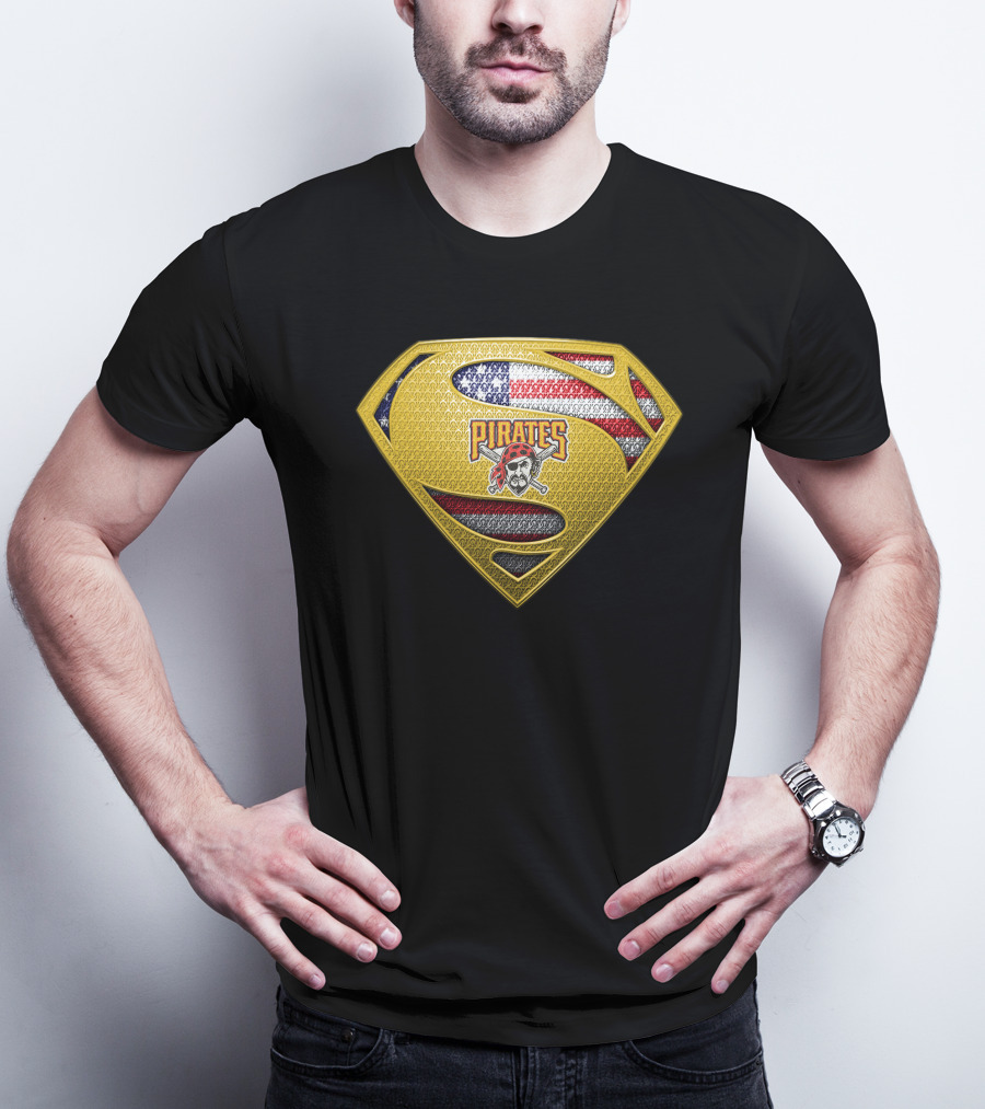 Pittsburgh Pirates Superman Shield American Flag T-Shirt