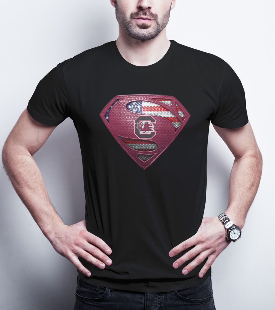 Superman South Carolina Gamecocks American Flag T-Shirt