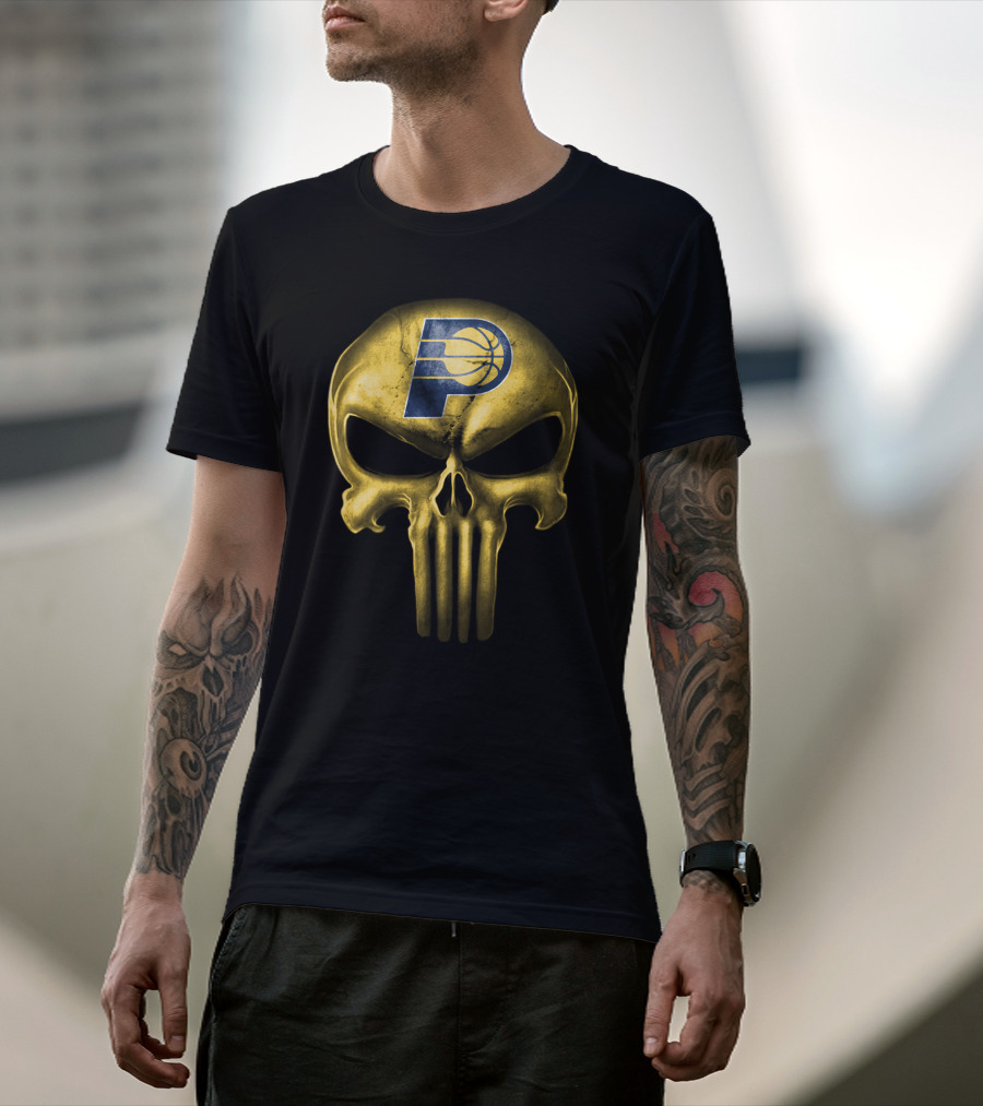 Indiana Pacers Skull Logo Basketball Fusion T-Shirt