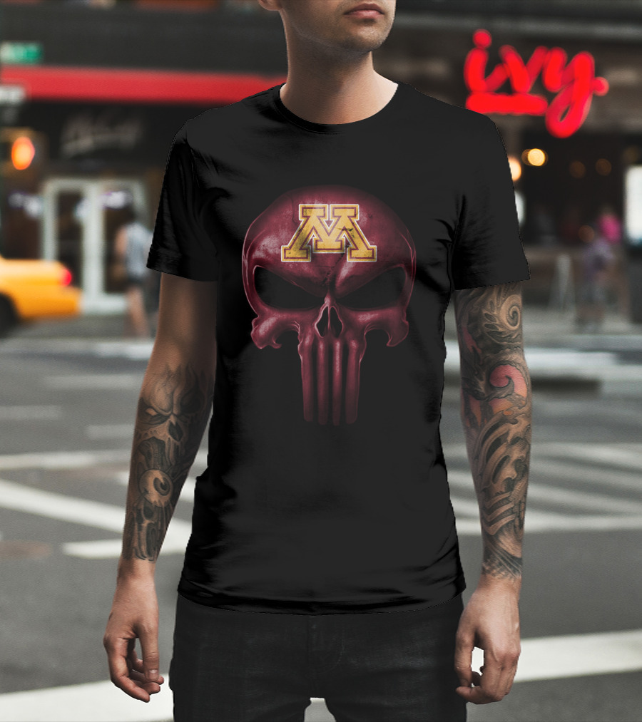 Minnesota Golden Gophers M Logo Skull T-Shirt