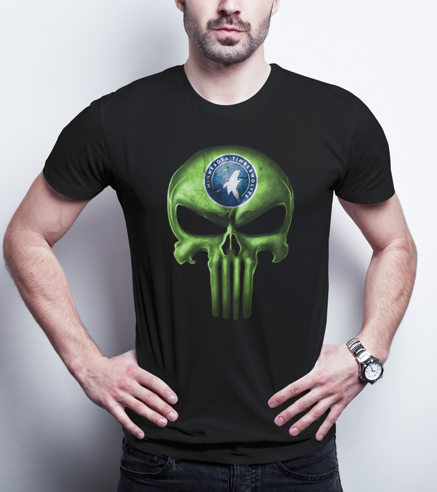 Minnesota Timberwolves Skull Emblem Dark Green T-Shirt