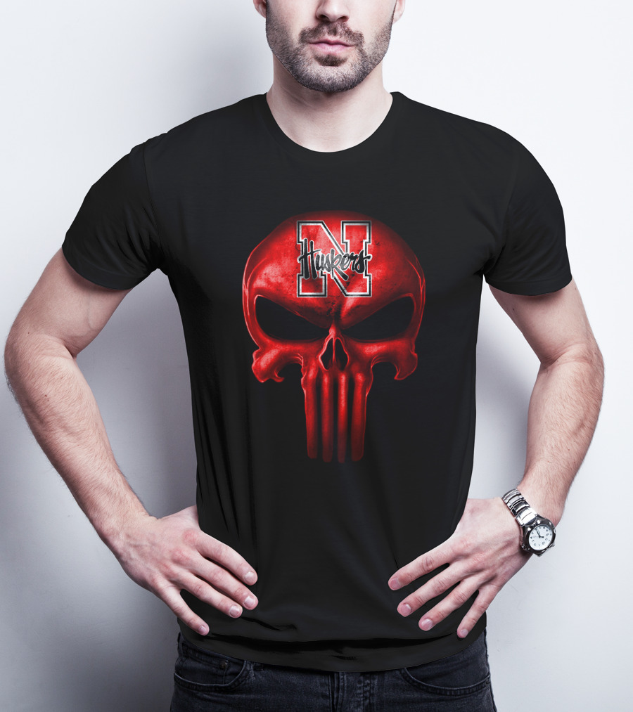 Nebraska Cornhuskers N Huskers Skull T-Shirt