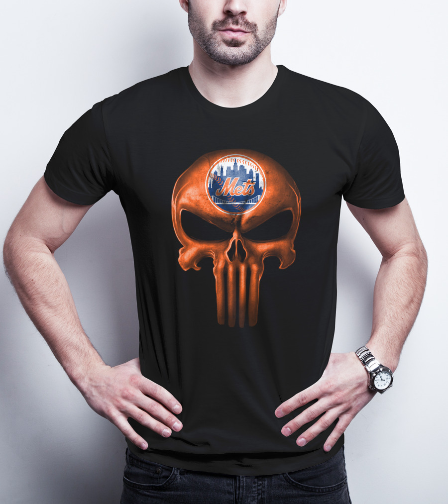 New York Mets Skull Logo Dark T-Shirt