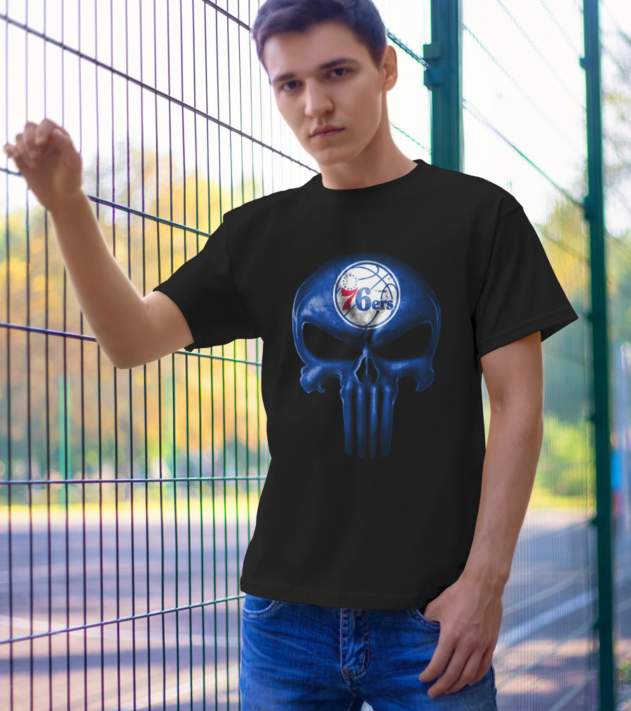 Philadelphia 76ers Punisher Skull T-Shirt