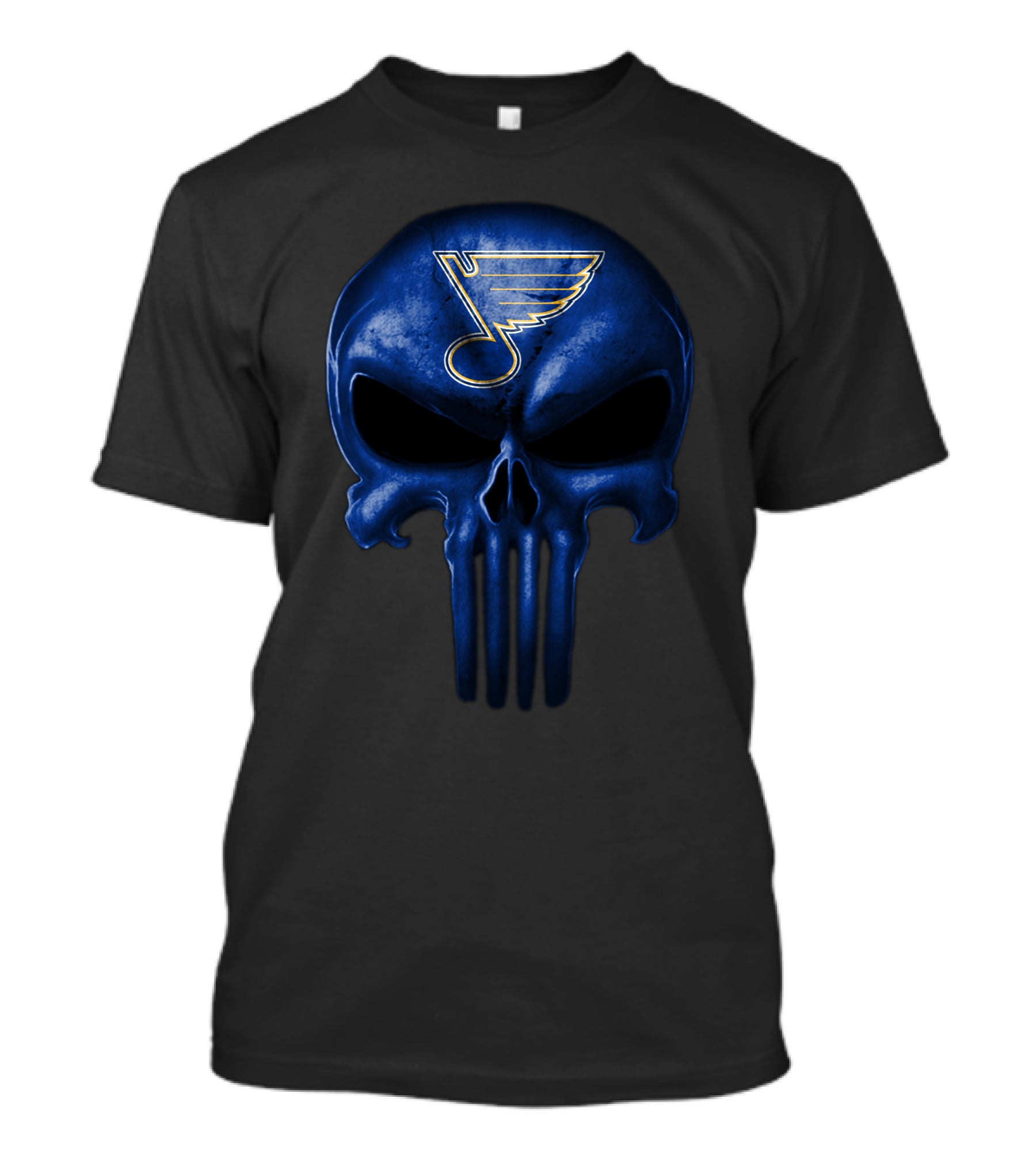 St Louis Blues Skull Logo Blue Punisher Style T-Shirt