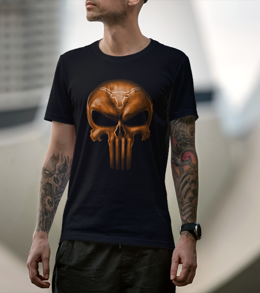 Texas Longhorns Punisher Skull T-Shirt