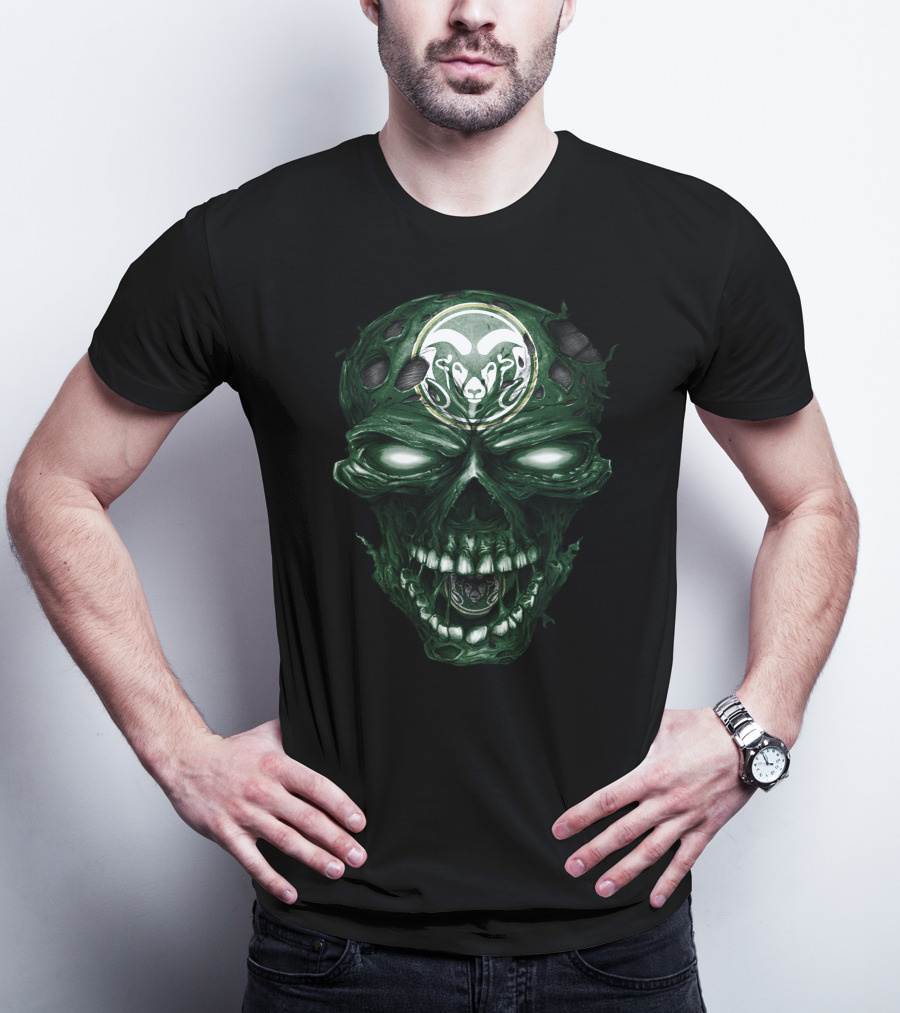 Colorado State Rams Skull Dark Green Flesh T-Shirt