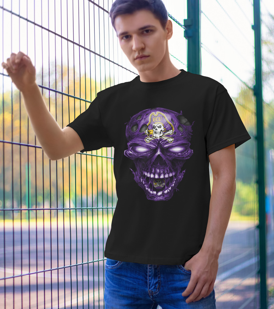 Ecu East Carolina Pirates Skull Purple Pirate T-Shirt