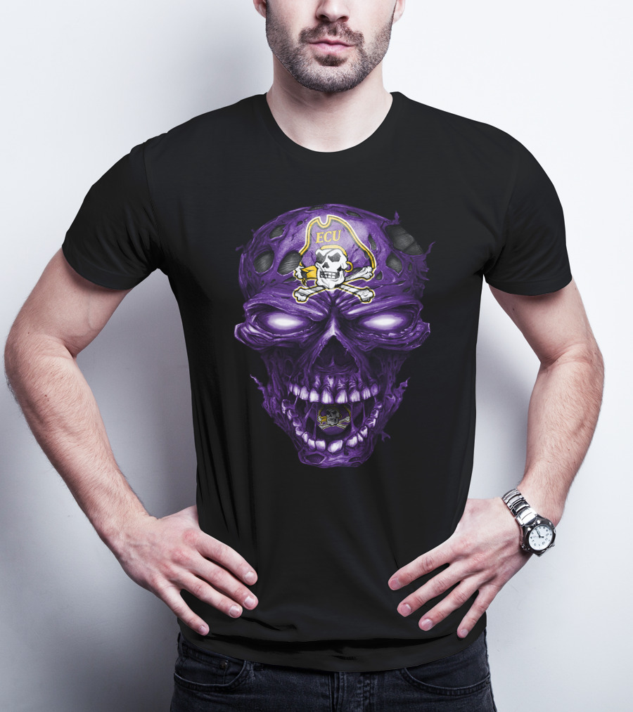 Ecu East Carolina Pirates Skull Purple Pirate T-Shirt