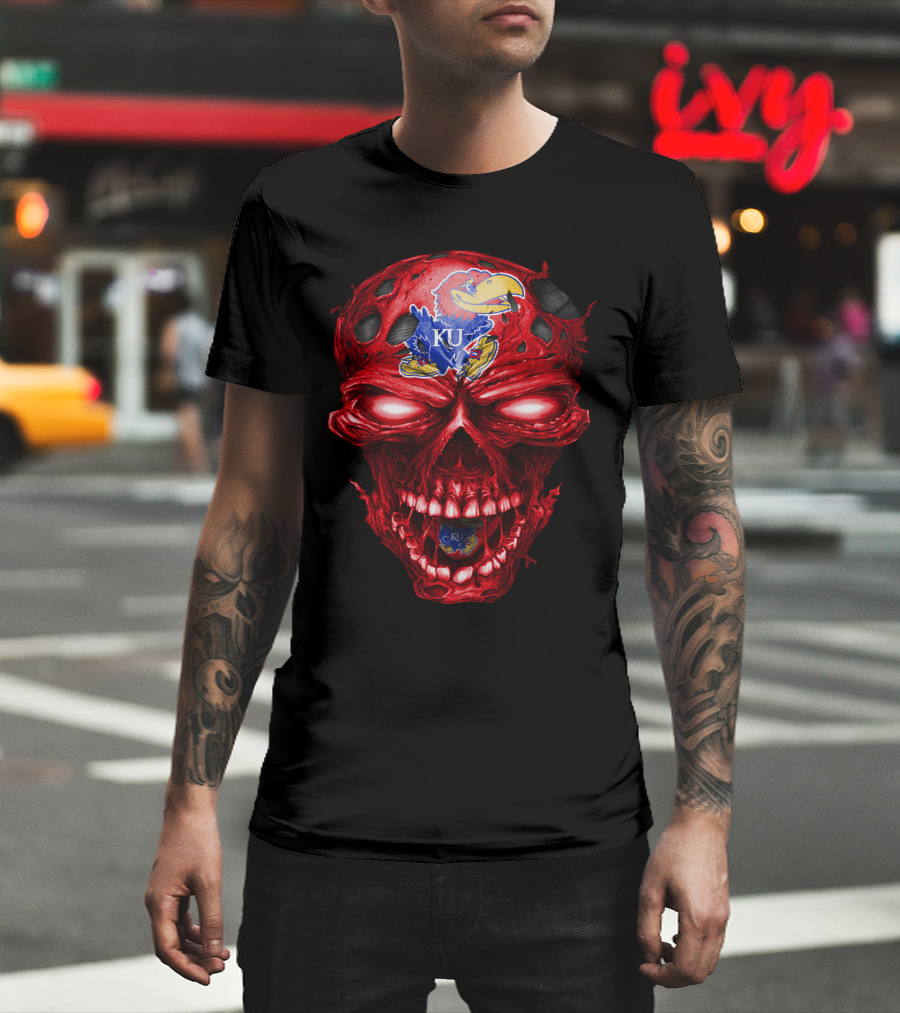 Ku Kansas Jayhawks Skull T-Shirt
