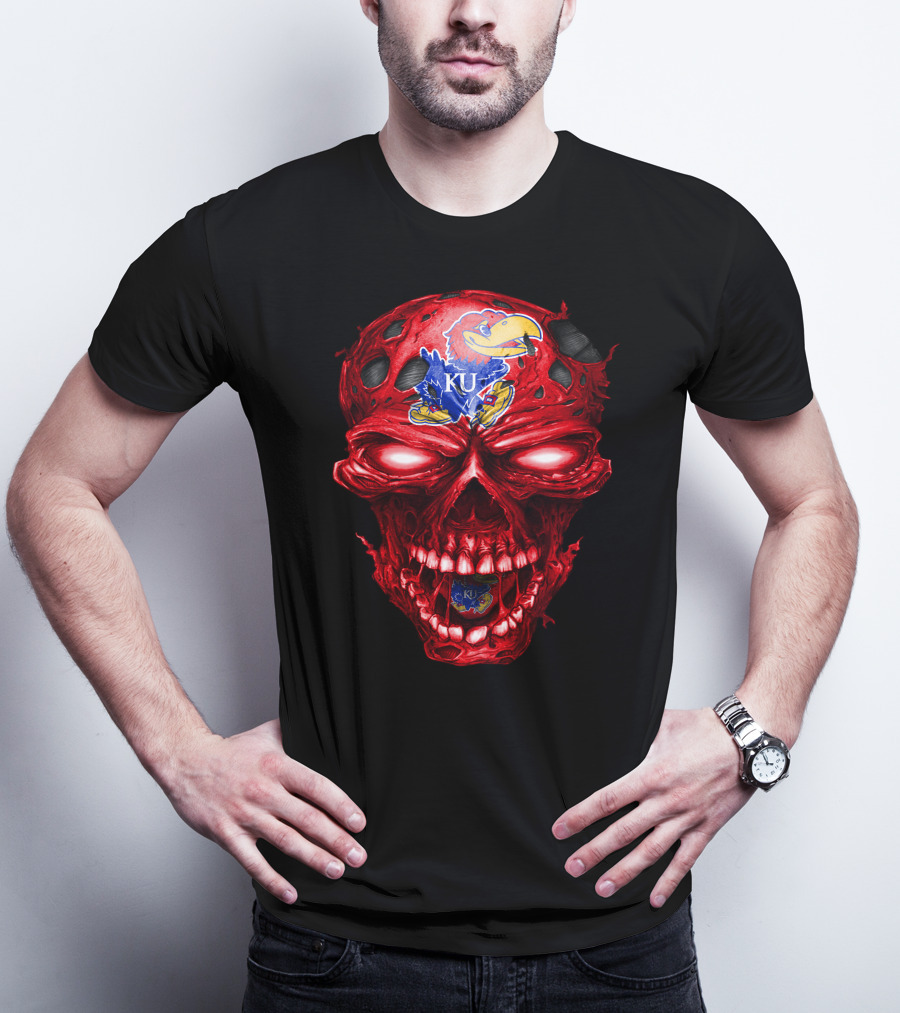 Ku Kansas Jayhawks Skull T-Shirt