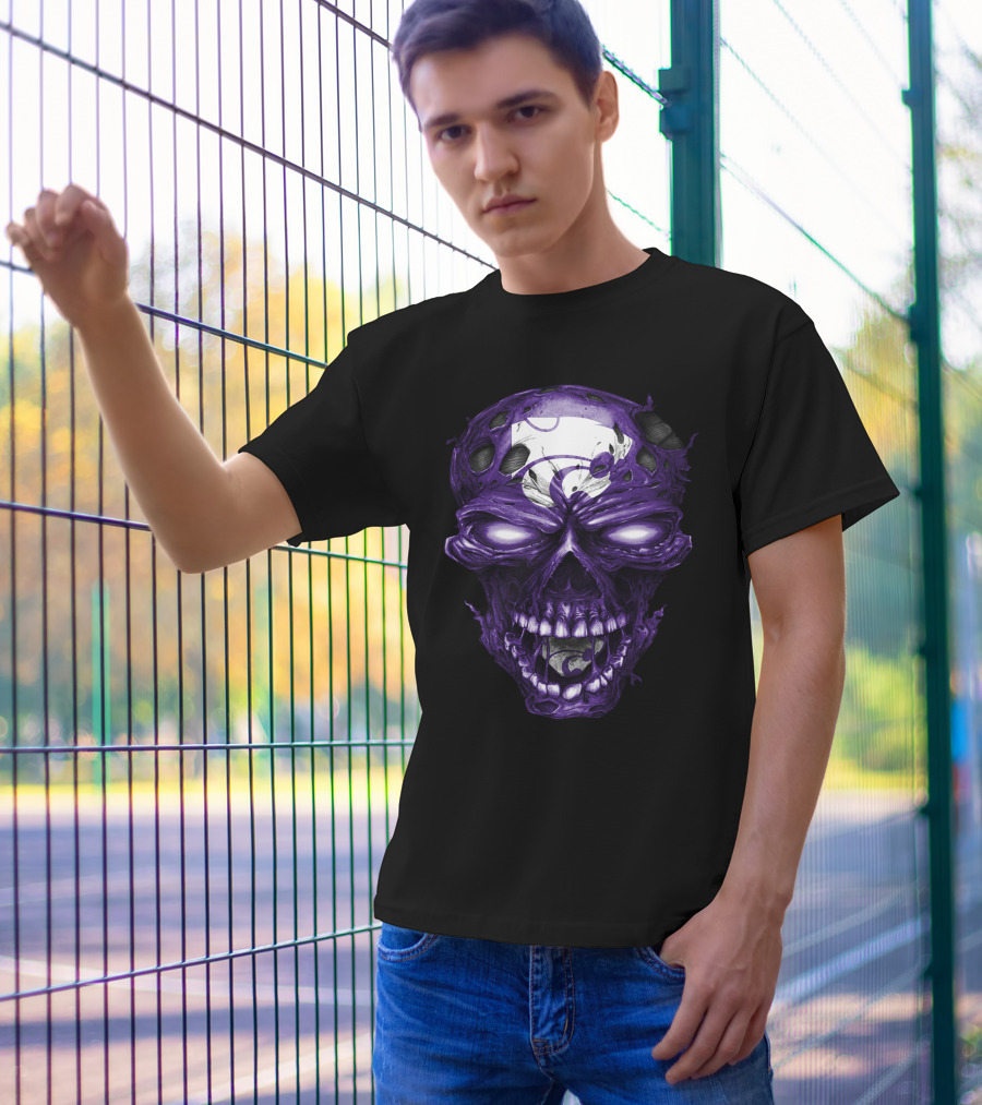 Kansas State Wildcats Purple Skull With Team T-Shirt