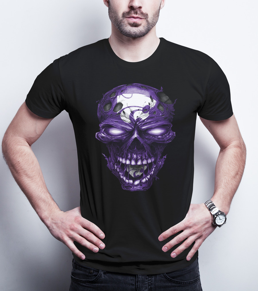 Kansas State Wildcats Purple Skull With Team T-Shirt