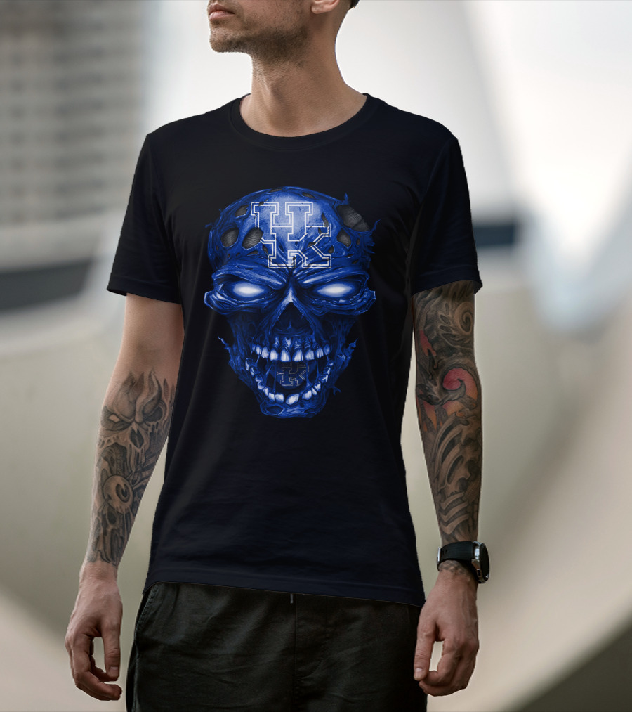 Kentucky Wildcats Blue Skull With Uk T-Shirt