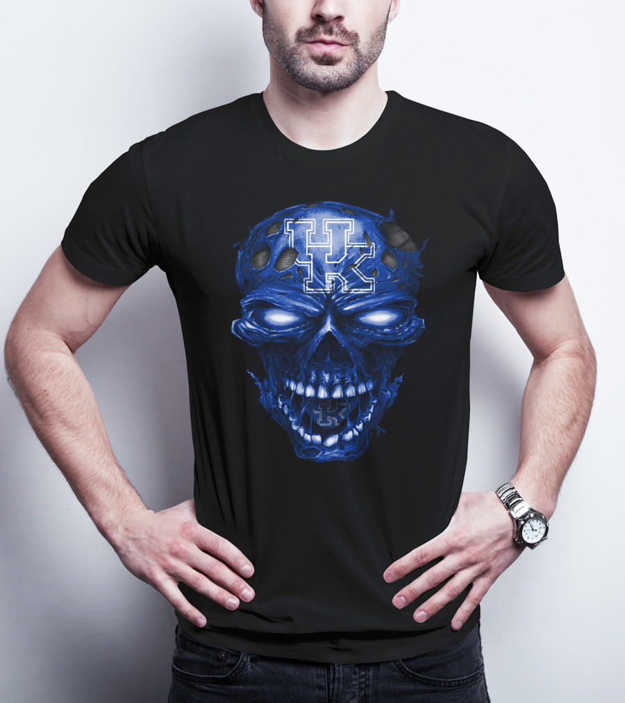 Kentucky Wildcats Blue Skull With Uk T-Shirt