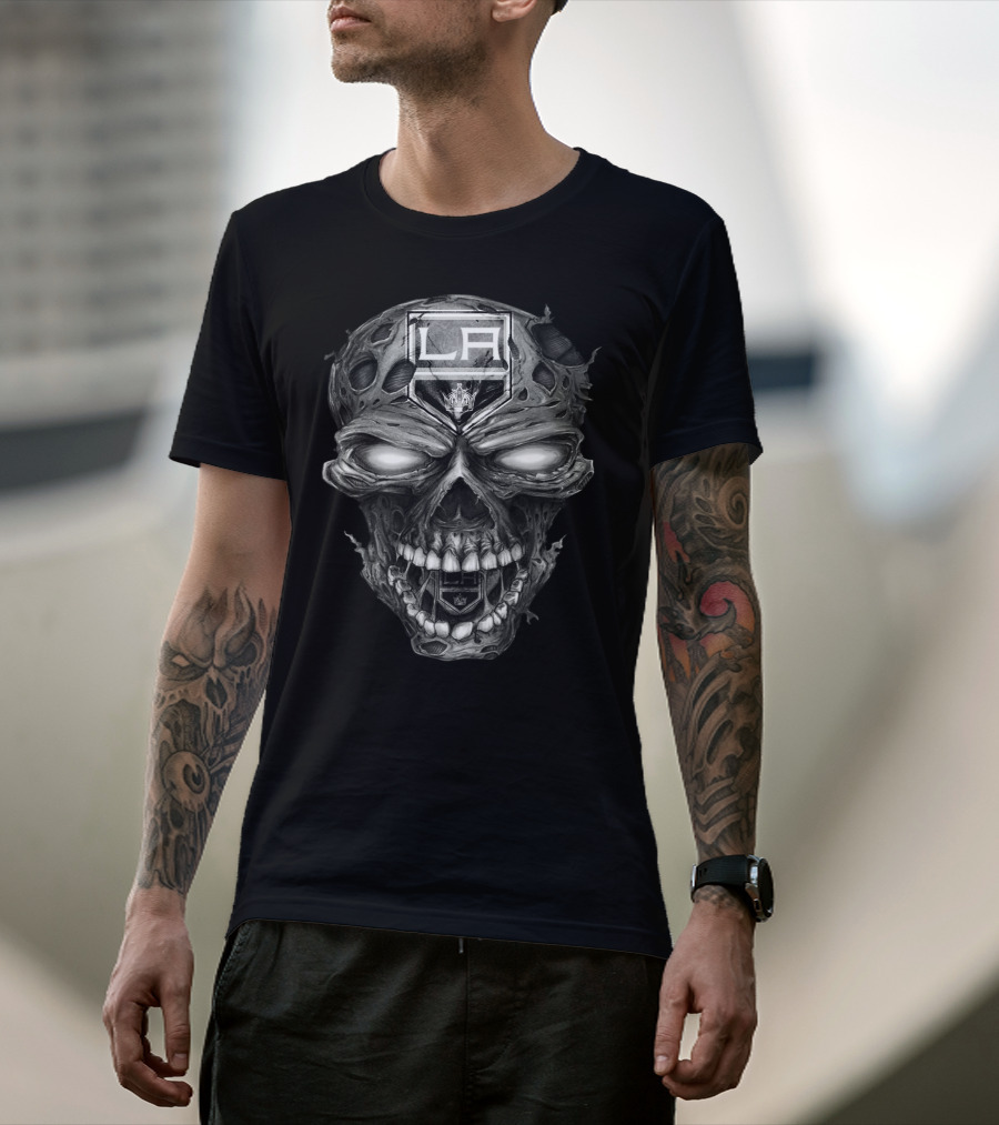 La Kings Skull Design Los Angeles Hockey Team T-Shirt