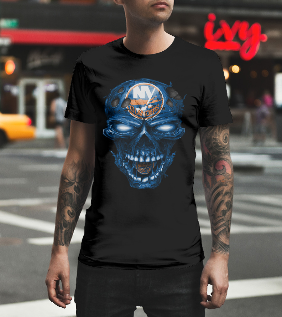 Ny Islanders Skull Logo Ice Hockey T-Shirt