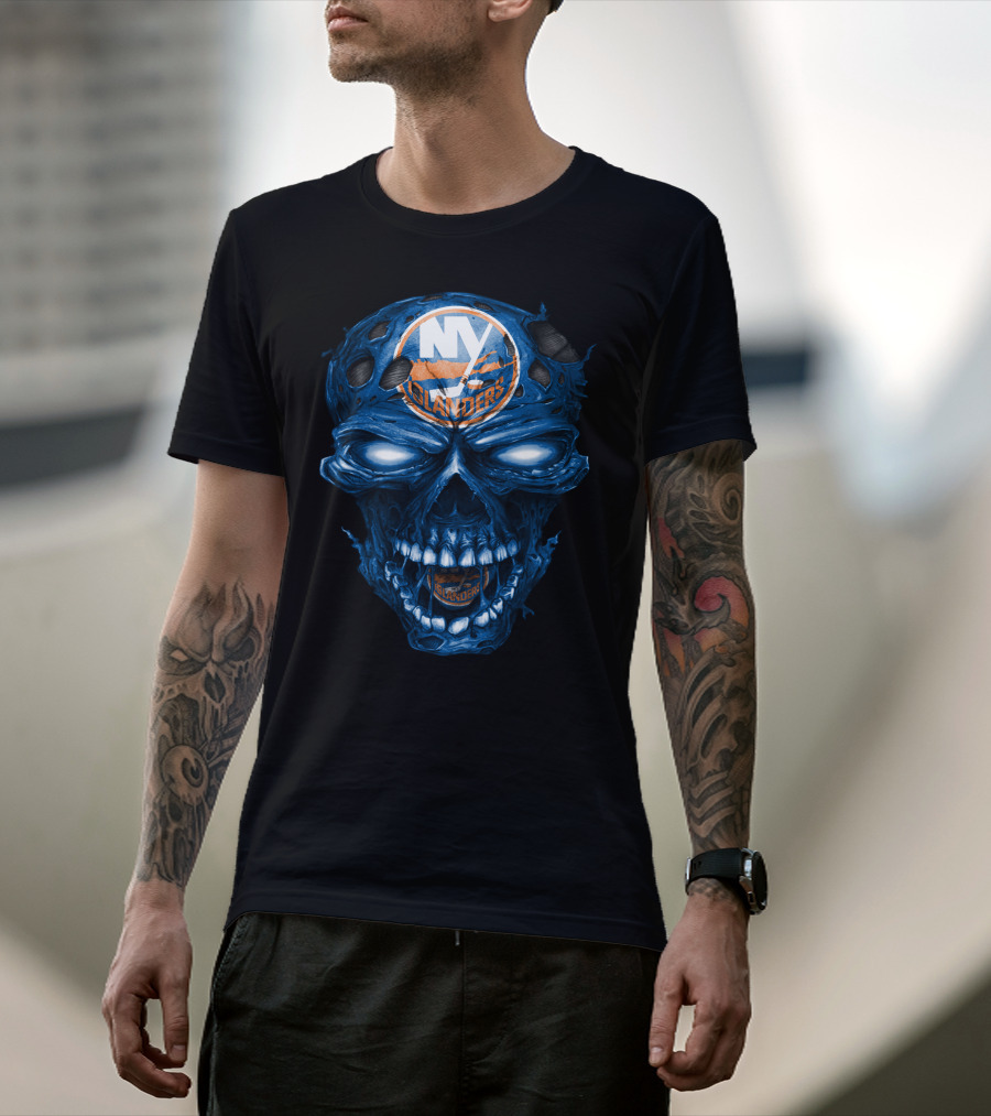 Ny Islanders Skull Logo Ice Hockey T-Shirt