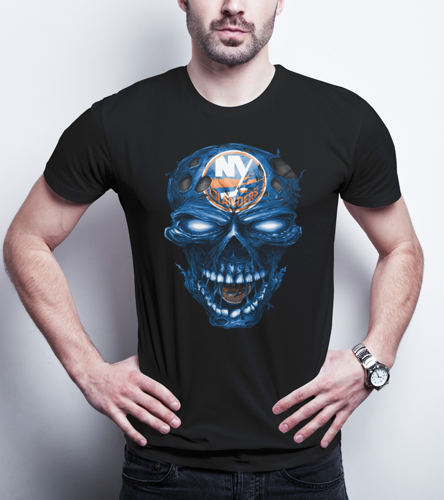 Ny Islanders Skull Logo Ice Hockey T-Shirt