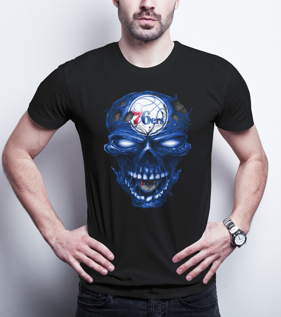 Philadelphia 76ers Skull Basketball T-Shirt