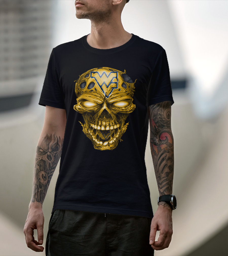 West Virginia Mountaineers Skull Design With Wv T-Shirt