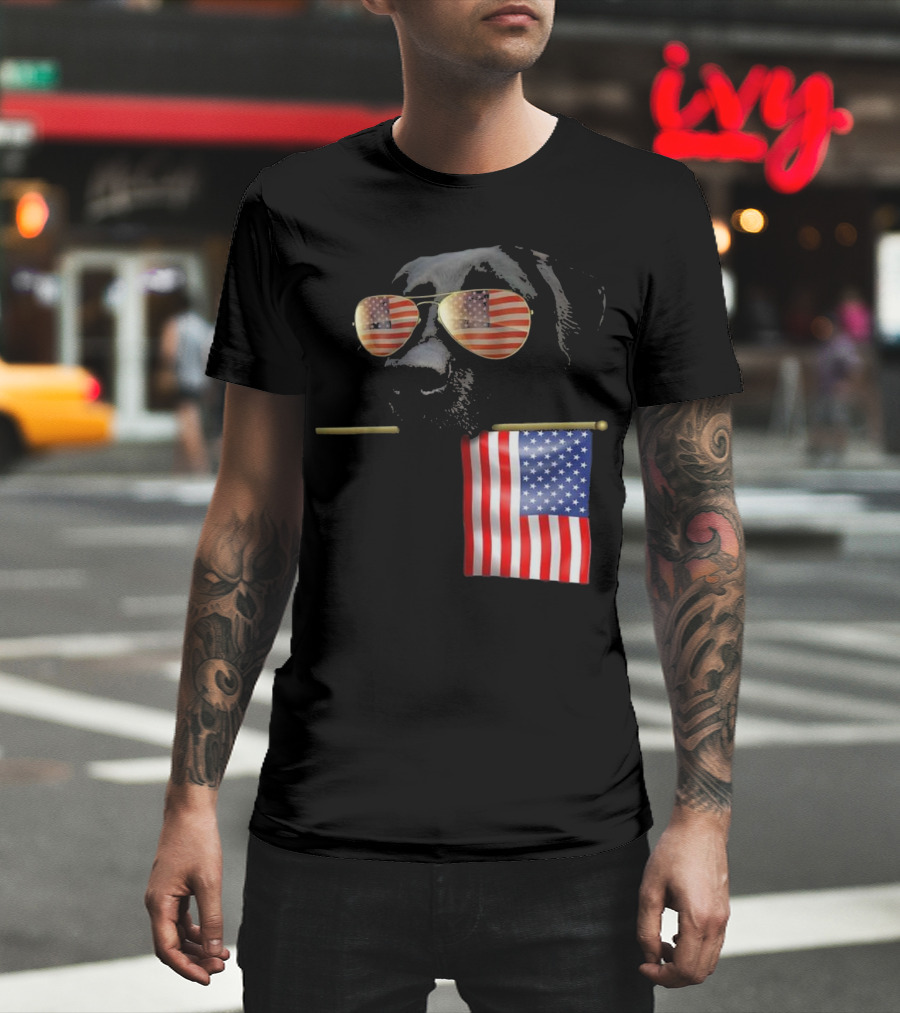 Patriotic Labrador With American Flag Shades Fourth Of July T-Shirt