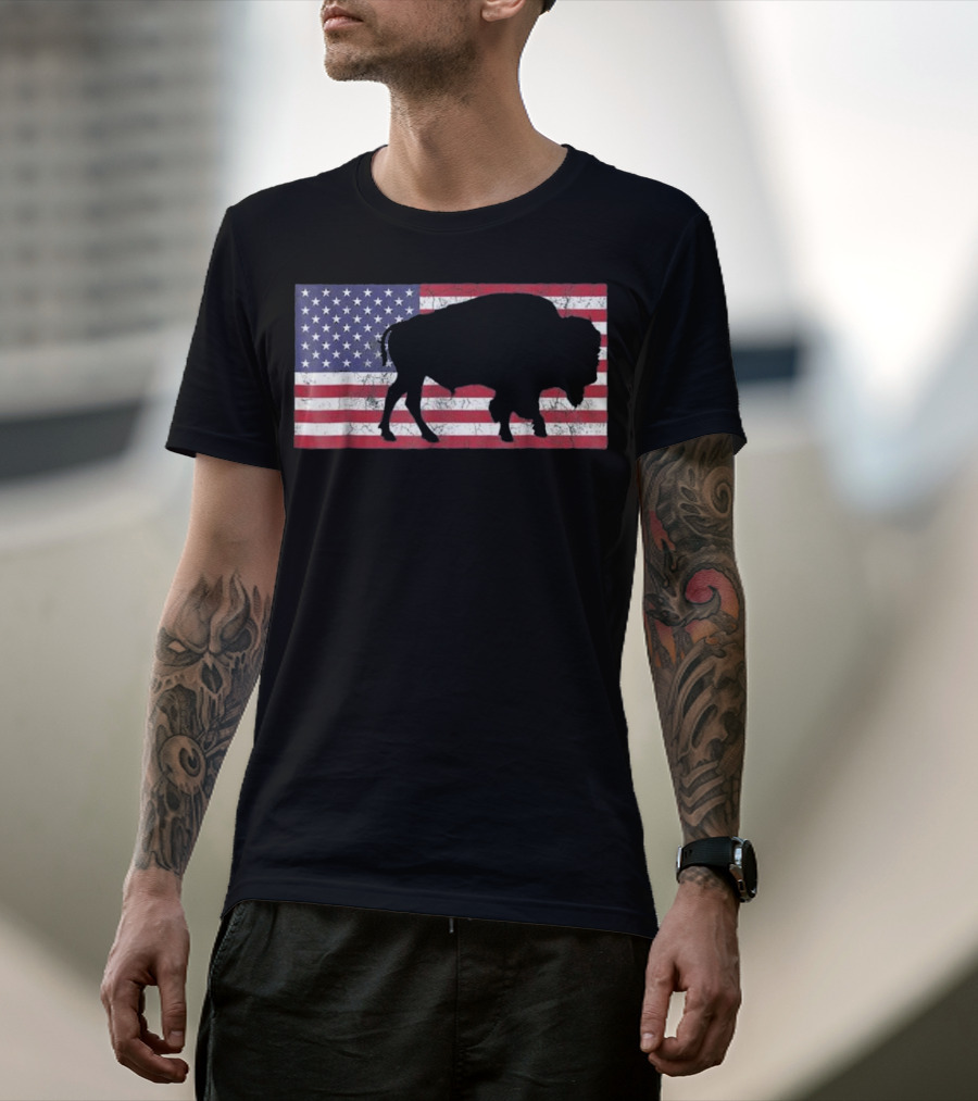 American Flag USA Buffalo Patriotic T-Shirt