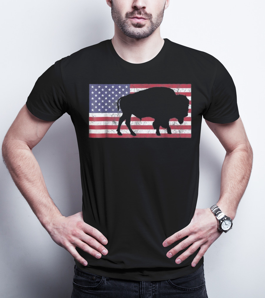 American Flag USA Buffalo Patriotic T-Shirt