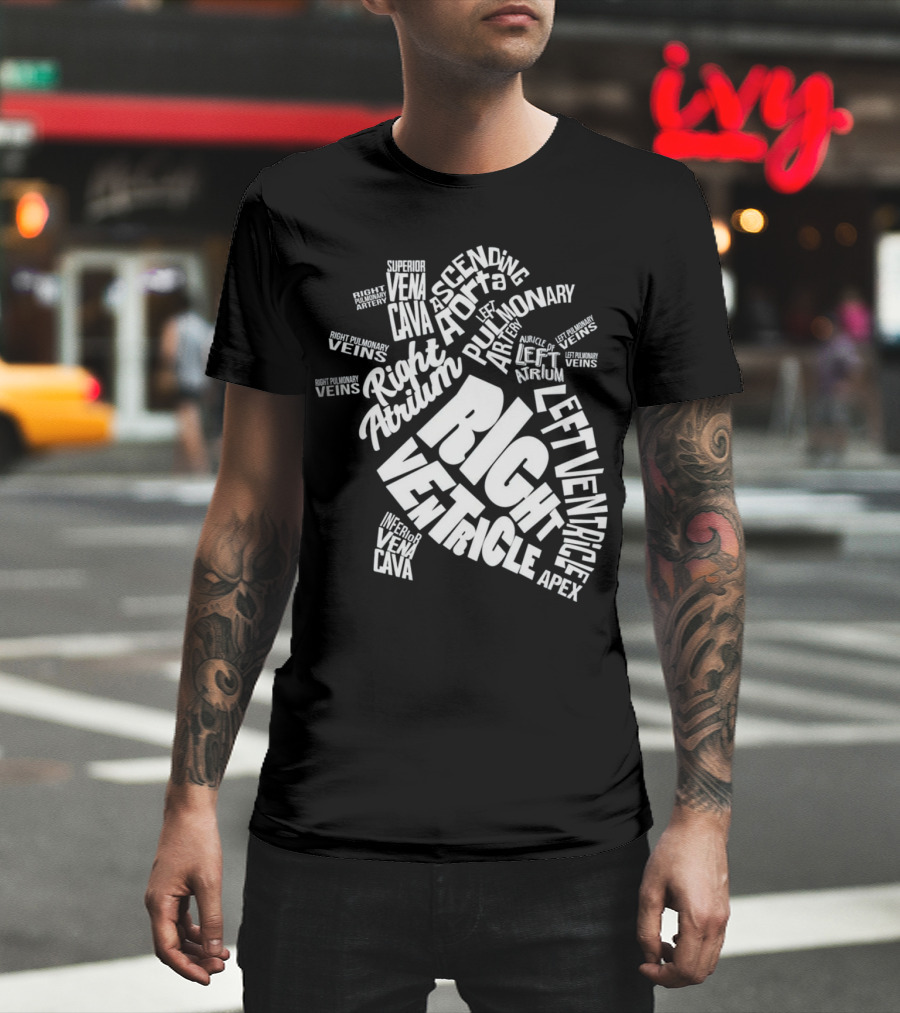 Anatomical Heart Diagram Cardiac Nurse Right Ventricle Atrium Pulmonary Aorta T-Shirt