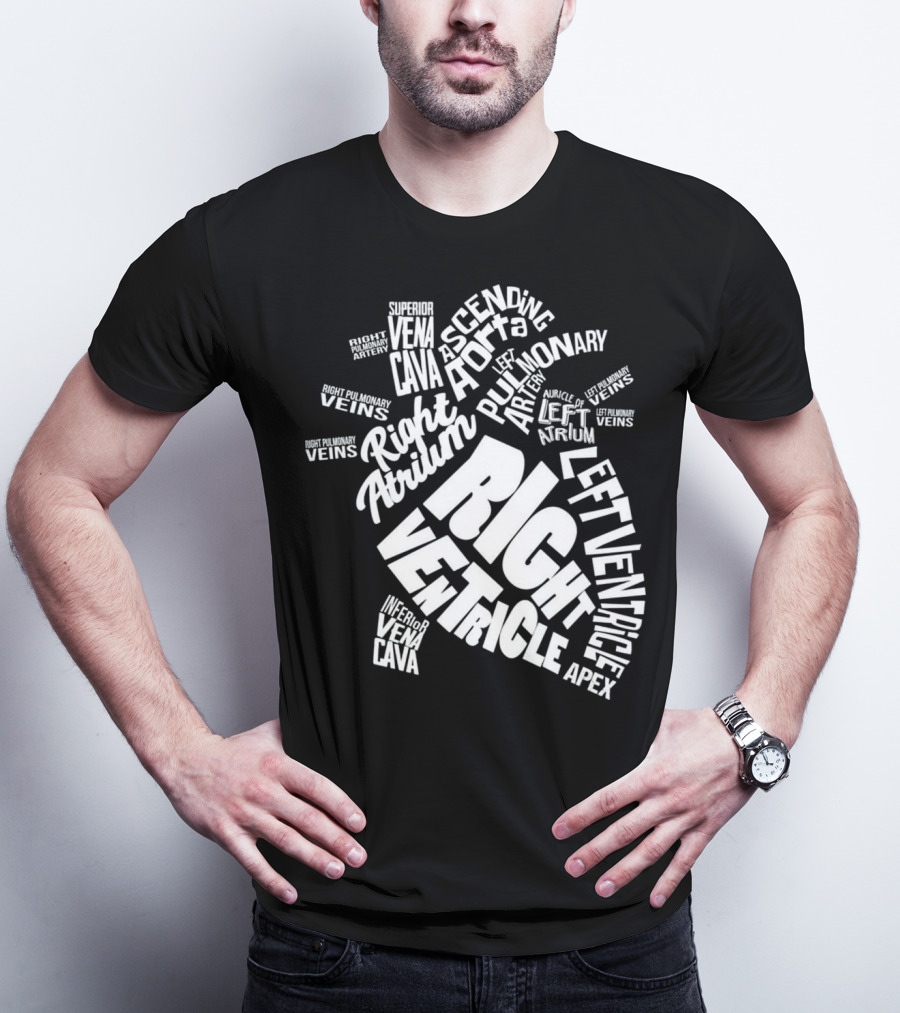 Anatomical Heart Diagram Cardiac Nurse Right Ventricle Atrium Pulmonary Aorta T-Shirt