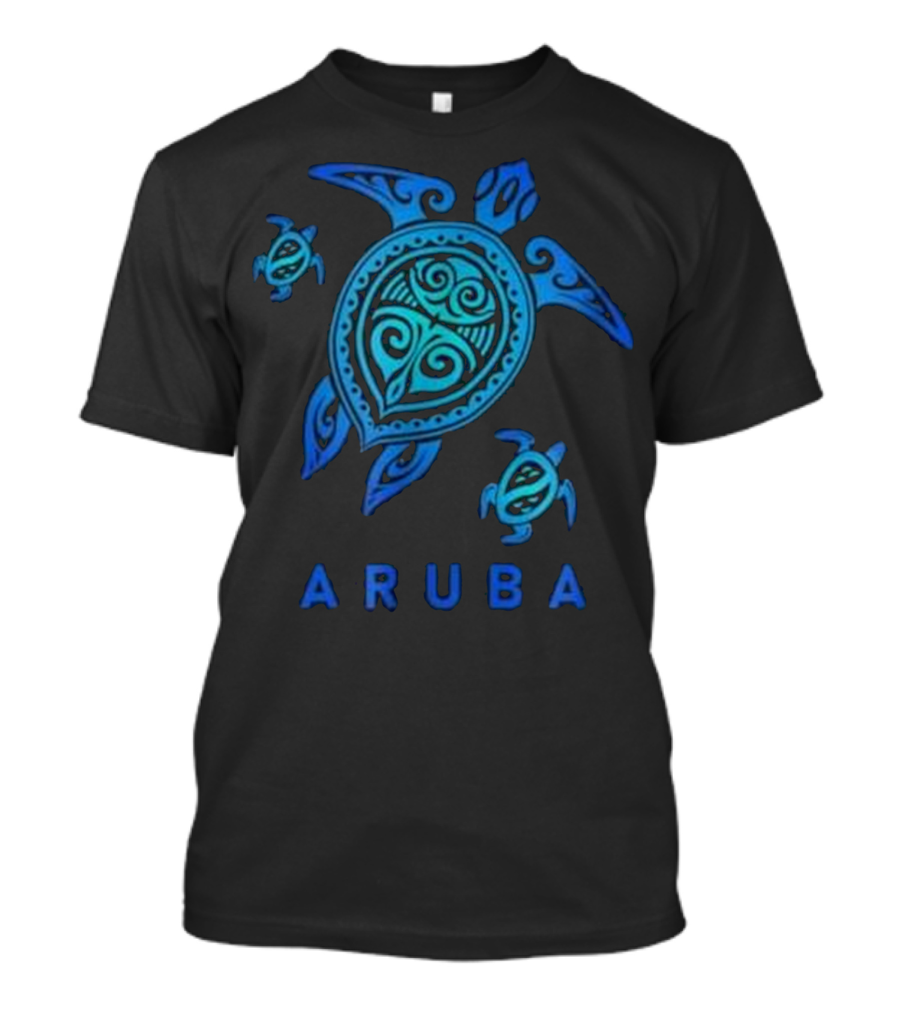 Aruba Tribal Sea Blue Turtle Trio T-Shirt